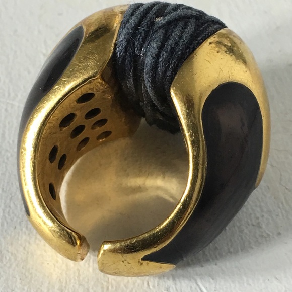 Jewelry | Vintage Gold Tone Black Rope Ring | Poshmark